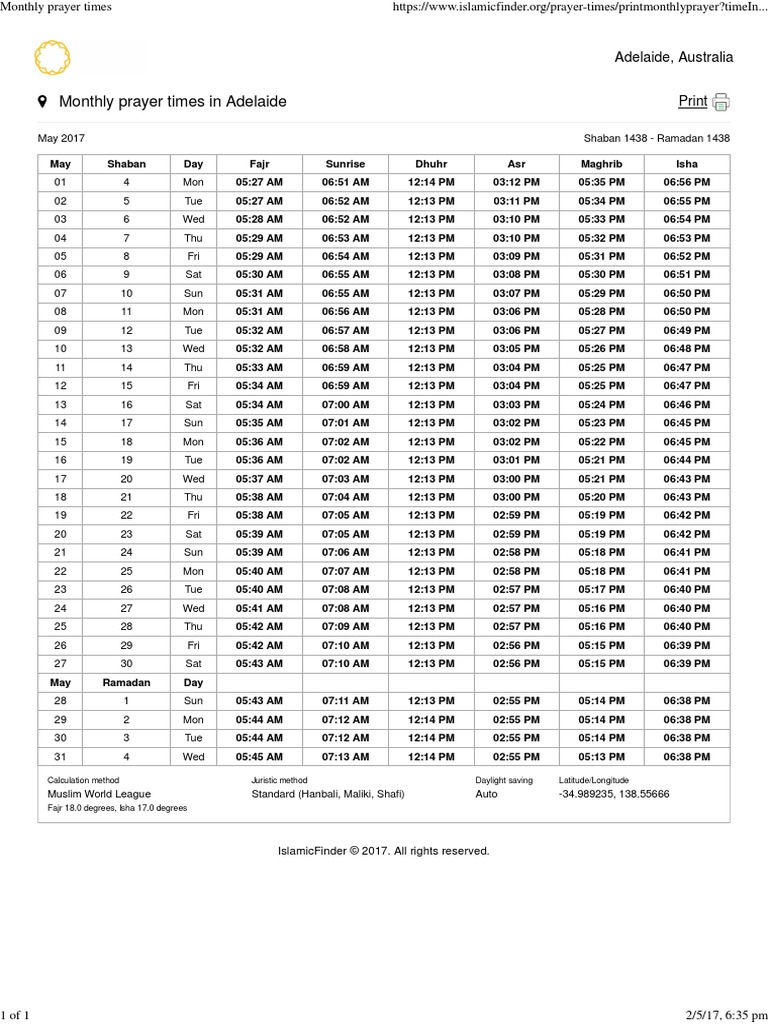 Monthly Prayer Times | PDF | Salat | Islamic Fundamentalism