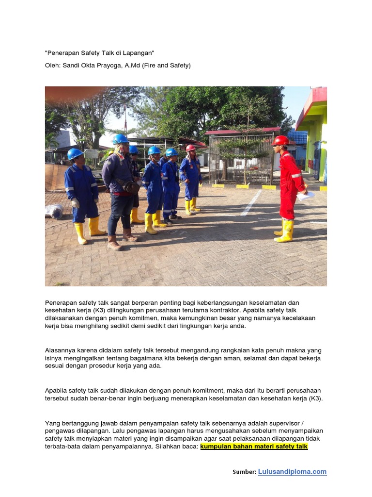 Kumpulan Safety Talk | PDF