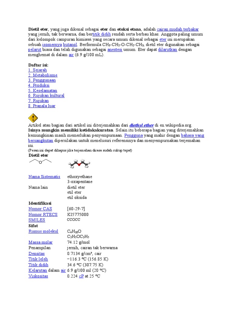 Dietil Eter | PDF | Sains & Matematika