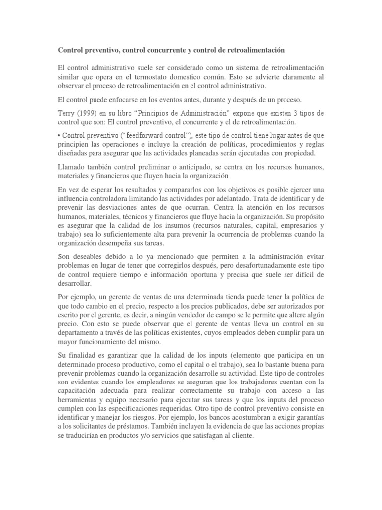 Control Preventivo 4 | PDF | Realimentación | Calidad (comercial)
