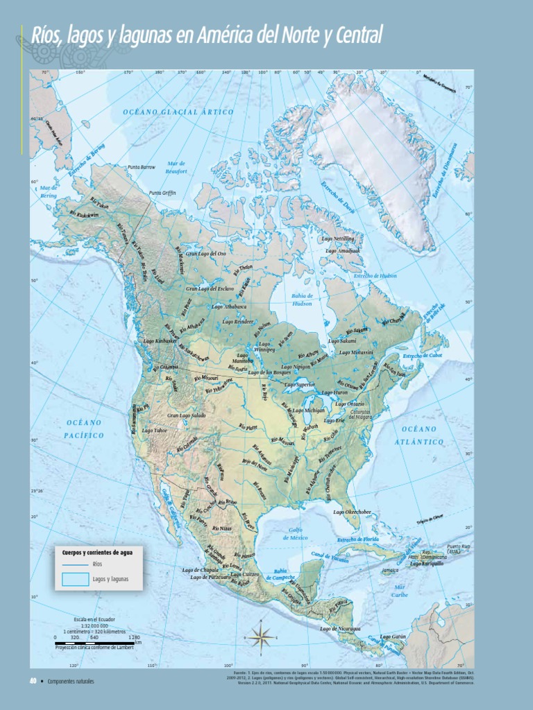 Mapa De Ríos Y Arroyos De América Del Norte