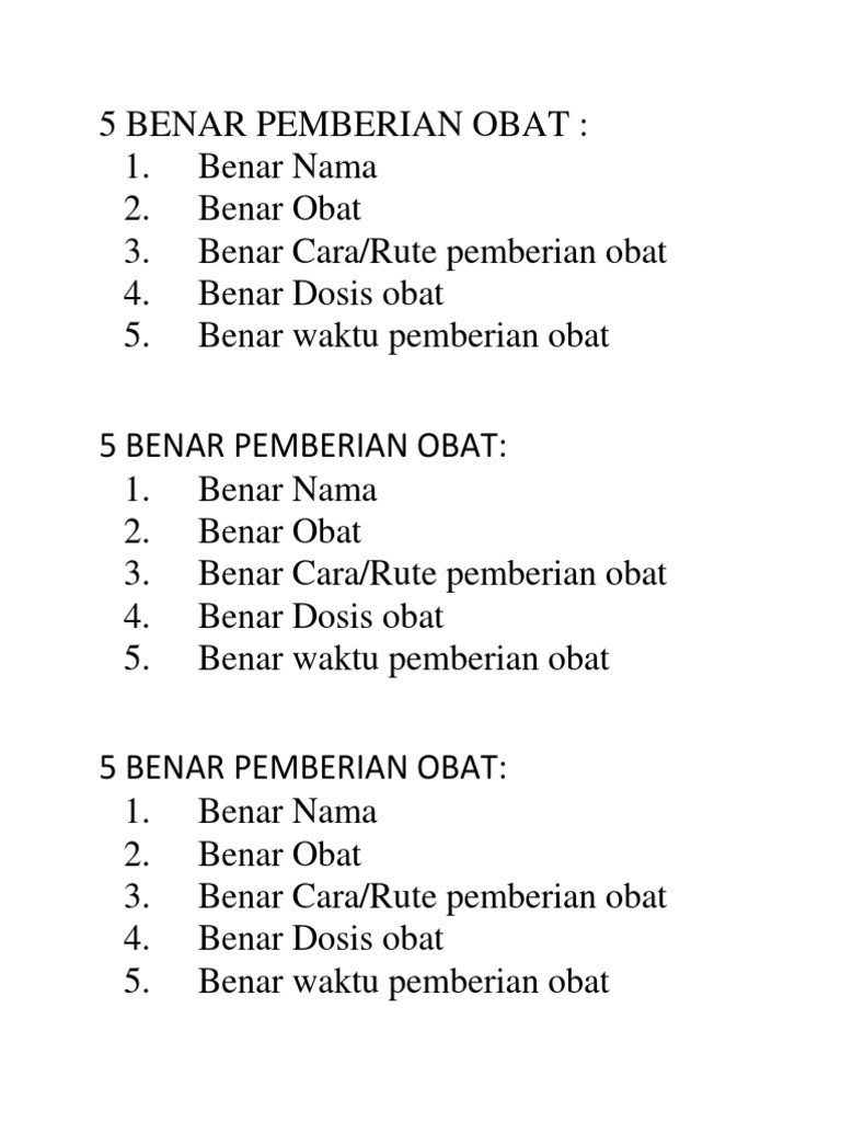 5 Benar Pemberian Obat | PDF