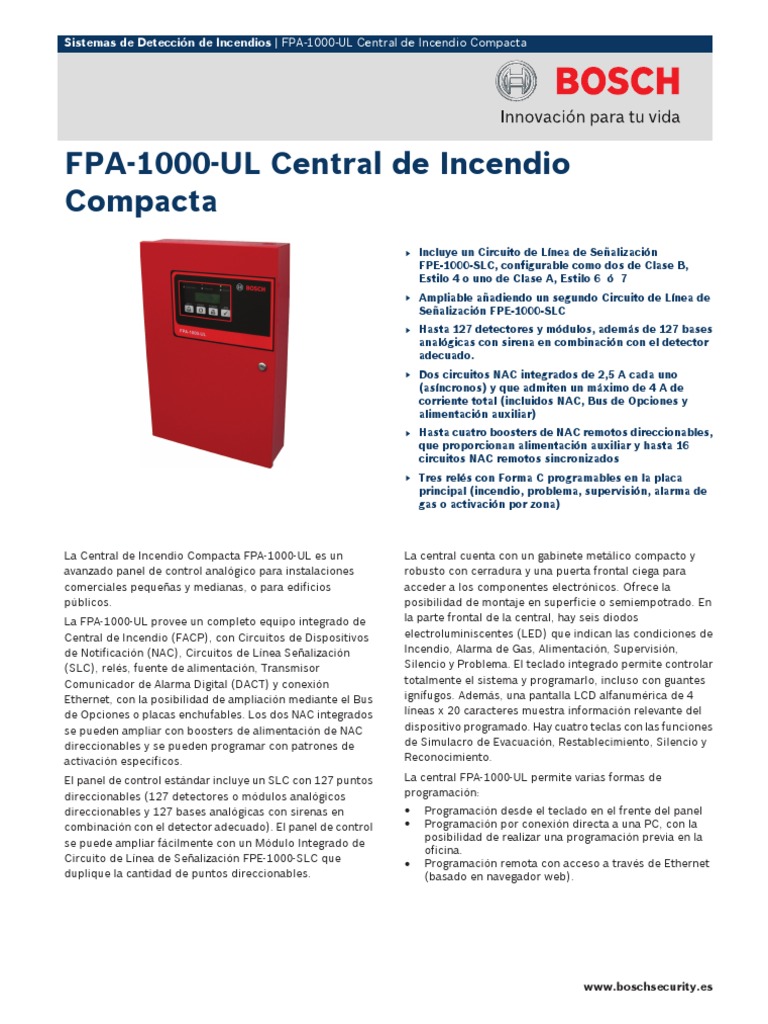 Data Sheet Es FPA-1000 | PDF | Hardware de la computadora | Relé
