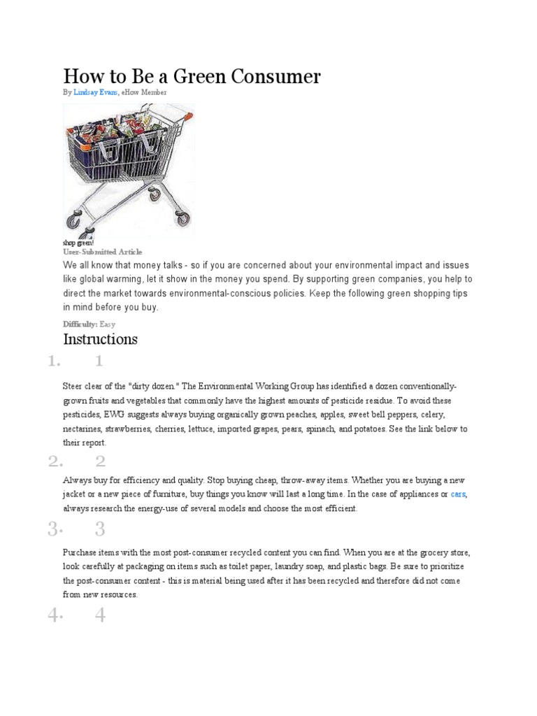 How To Be A Green Consumer | PDF | Compact Fluorescent Lamp | Recycling