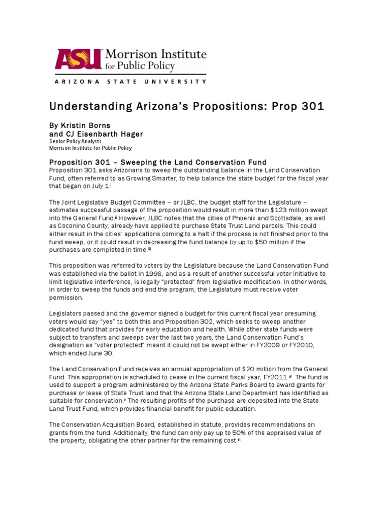 Understanding Arizona's Propositions: Prop 301: by Kristin Borns and CJ ...