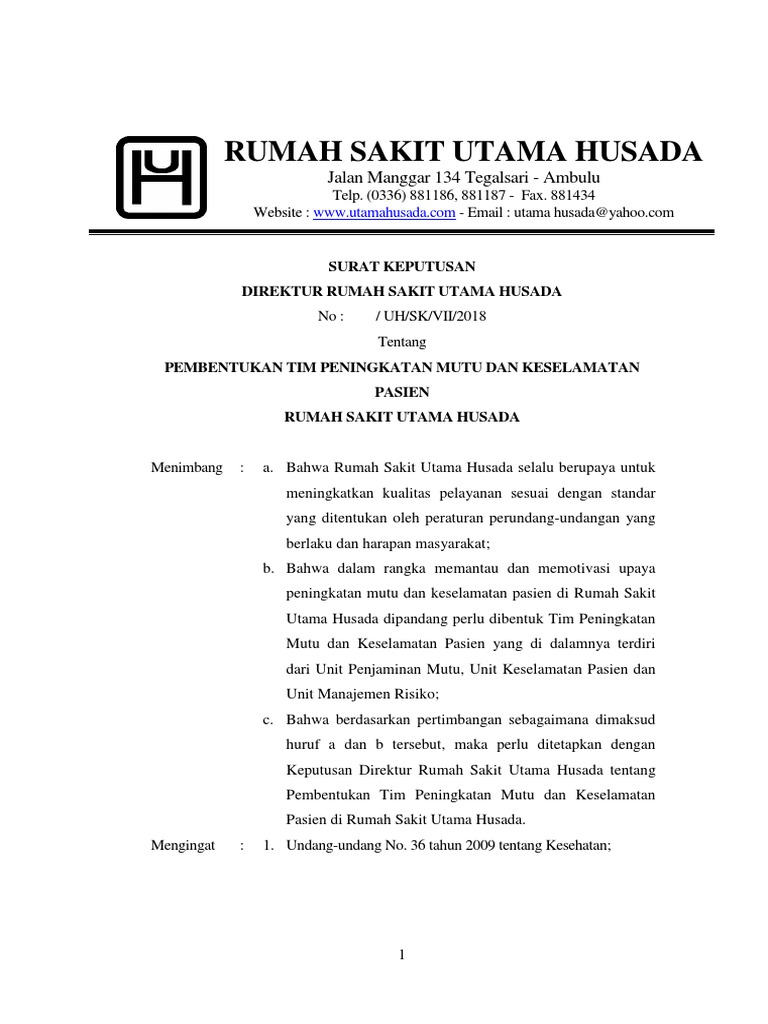 SK Dan Susunan Anggota Tim PMKP | PDF