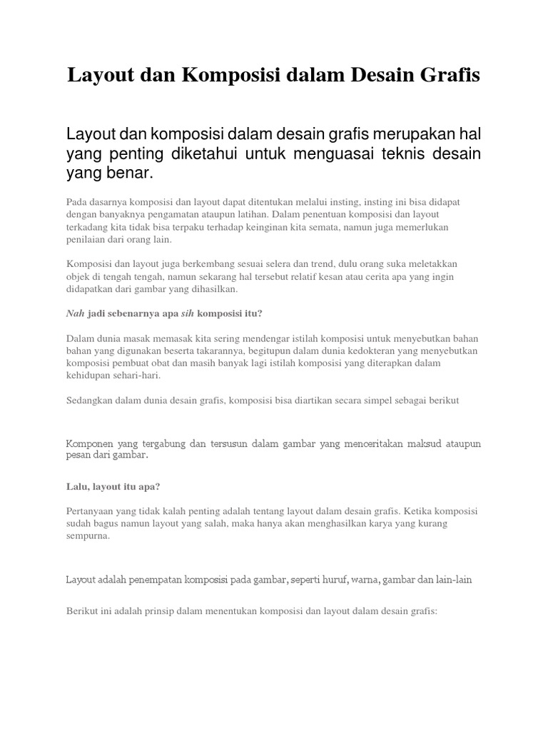 Prinsip Layout dan Komposisi Desain Grafis | PDF