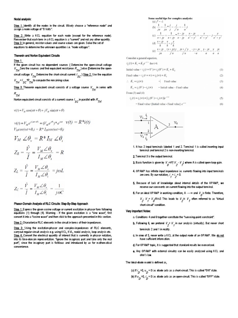 Cheatsheet | PDF | Operational Amplifier | Electrical Network