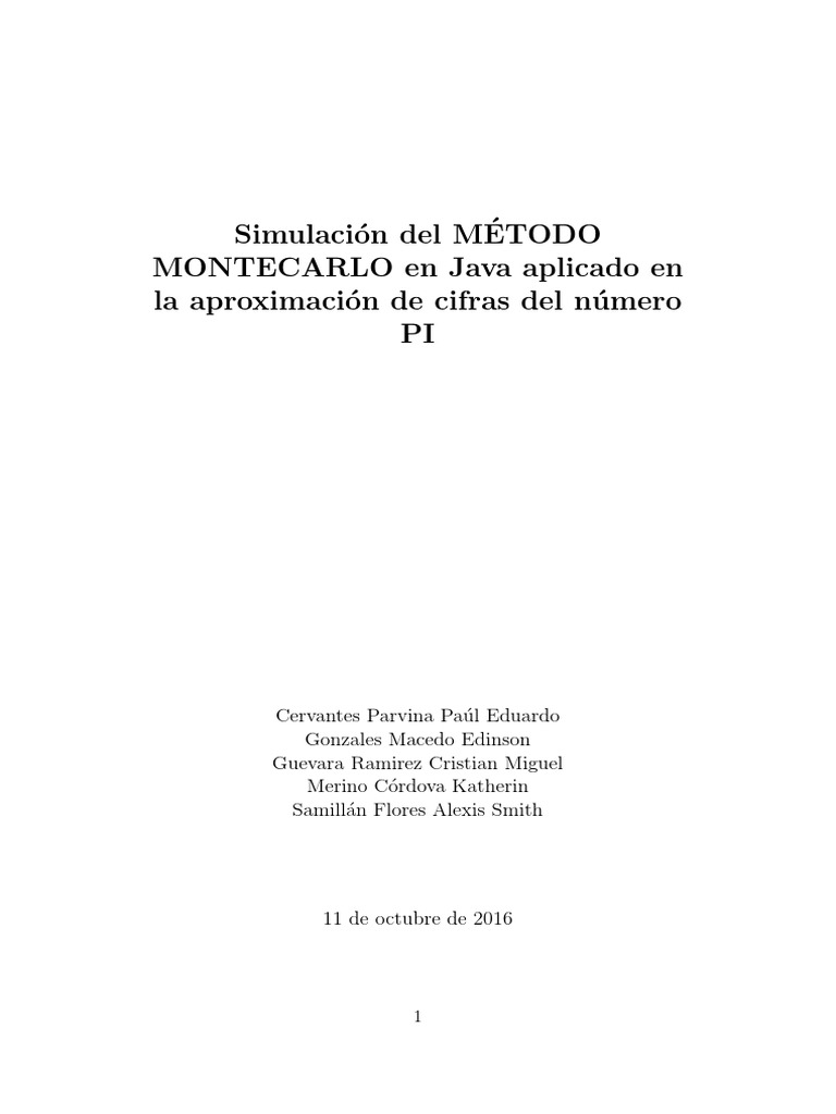 Metodo Montecarlo en JAVA | PDF | Pi | Enseñanza de matemática