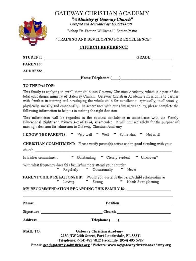 Church Reference Letter | PDF