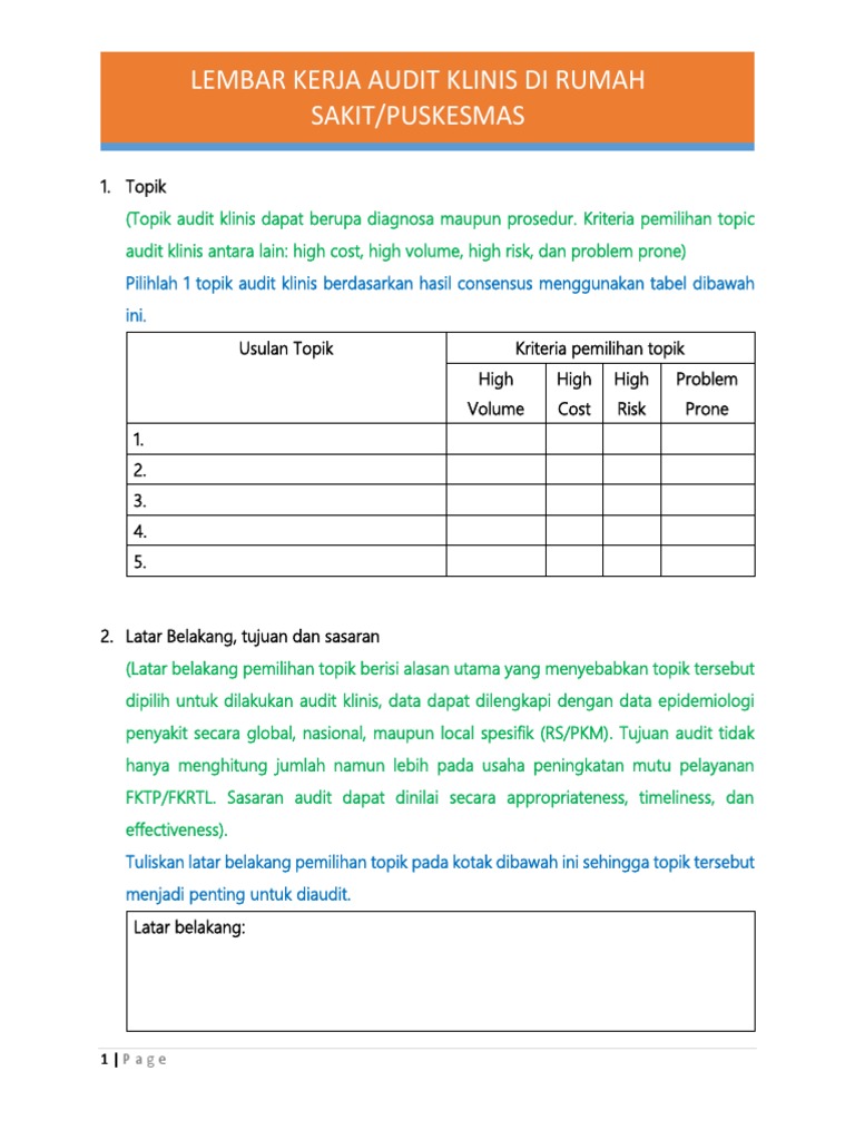 3 Lembar Kerja Audit Klinis | PDF