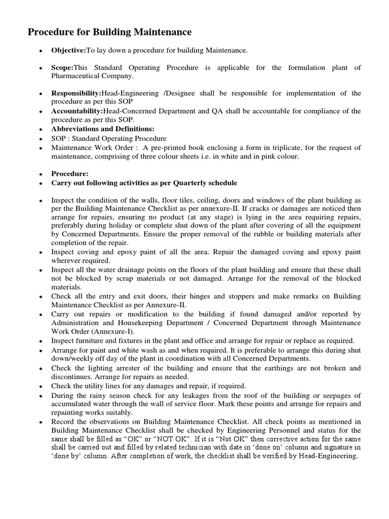 Building Maintenance | PDF