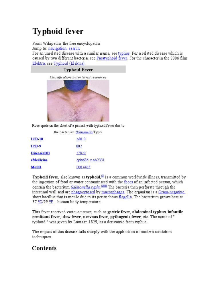 Typhoid Fever: Navigation Search Typhus Paratyphoid Fever Elektra ...