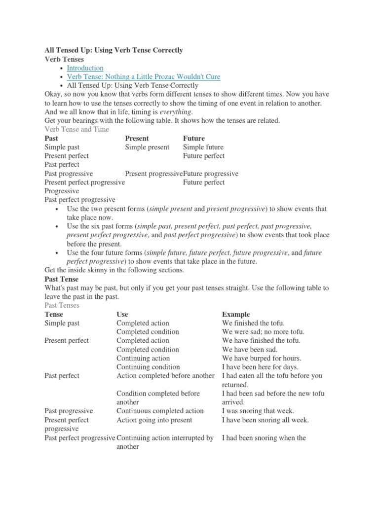 Verb Tense: Nothing A Little Prozac Wouldn't Cure | Download Free PDF ...