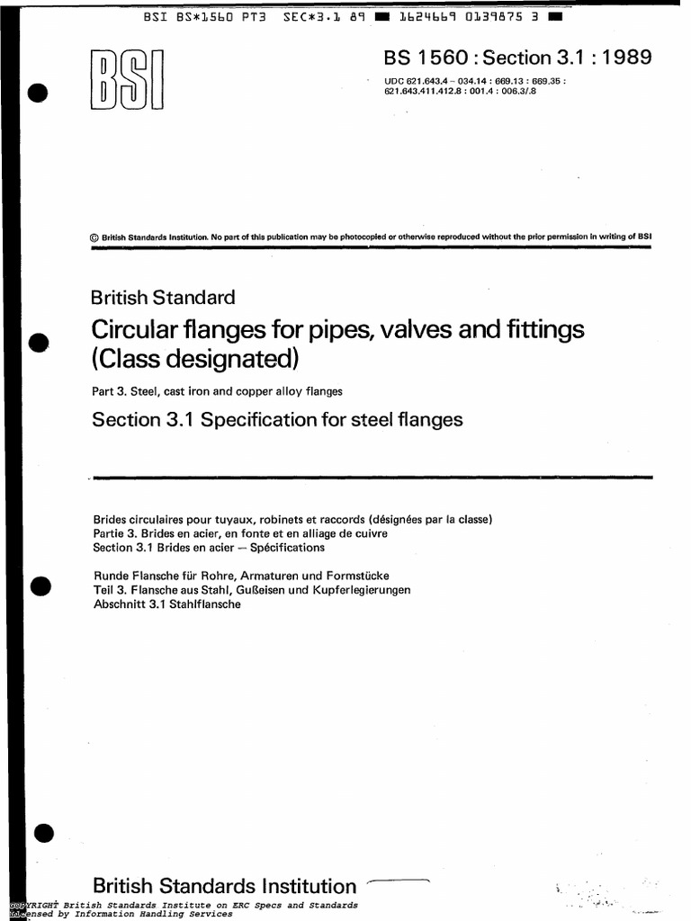 BS 1560 PDF | PDF | Pipe (Fluid Conveyance) | Screw