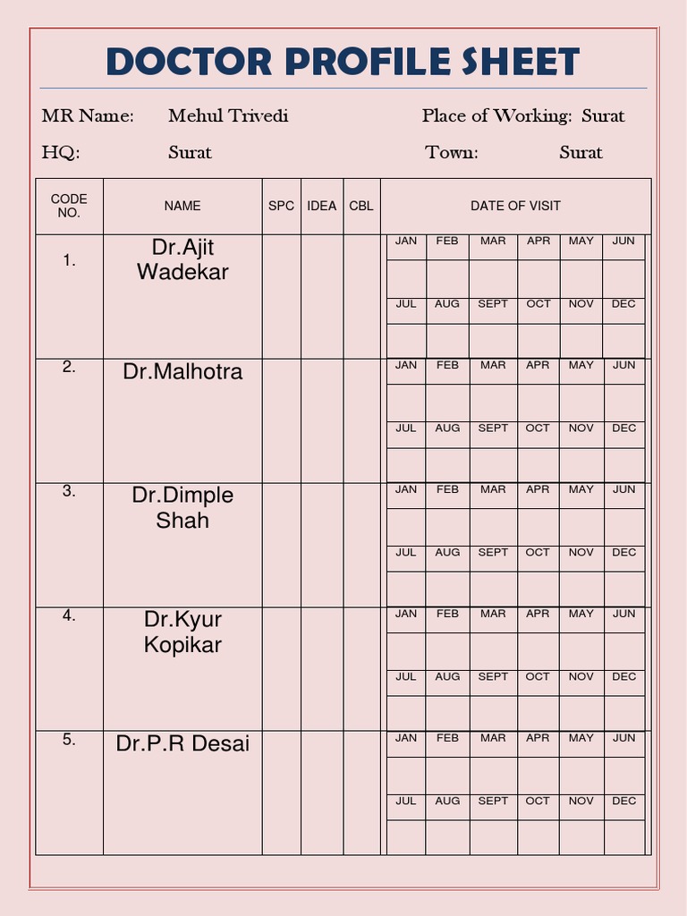 Doctor Profile Sheet | PDF