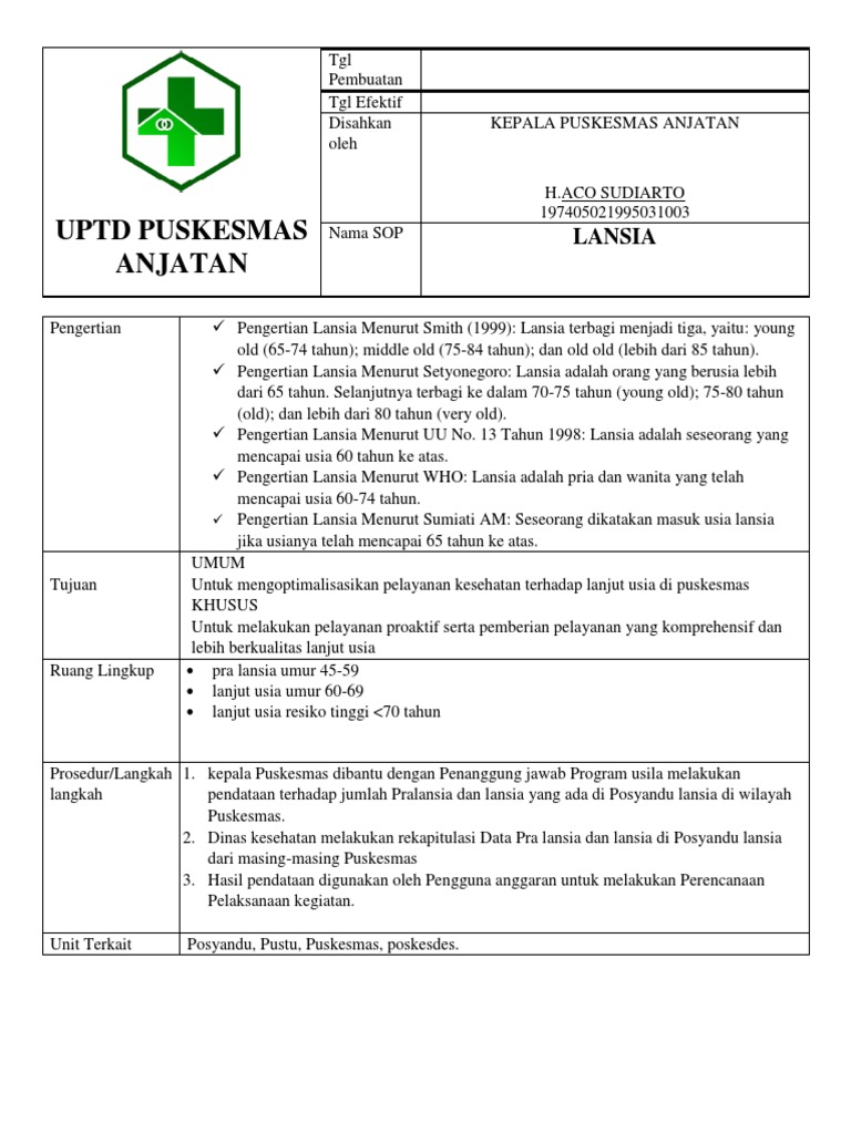SOP Lansia | PDF