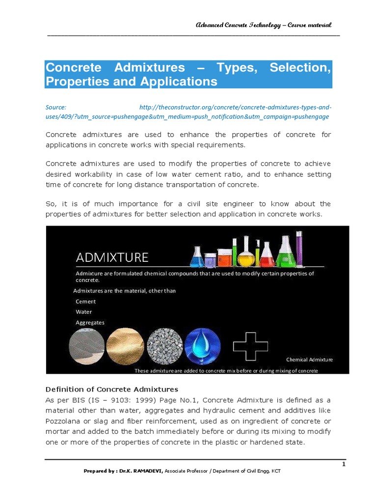 Concrete Admixtures - Types, Selection, Properties and Applications ...