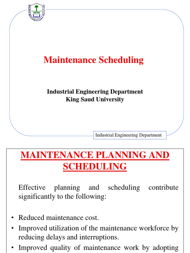 Class 11 Maintenance Planning And Scheduling Dr Adel Pdf