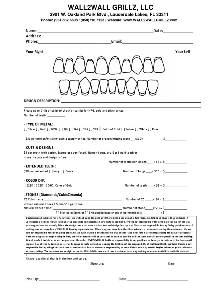 Wall2WallGrillz InvoiceForm | PDF | Gold | Business