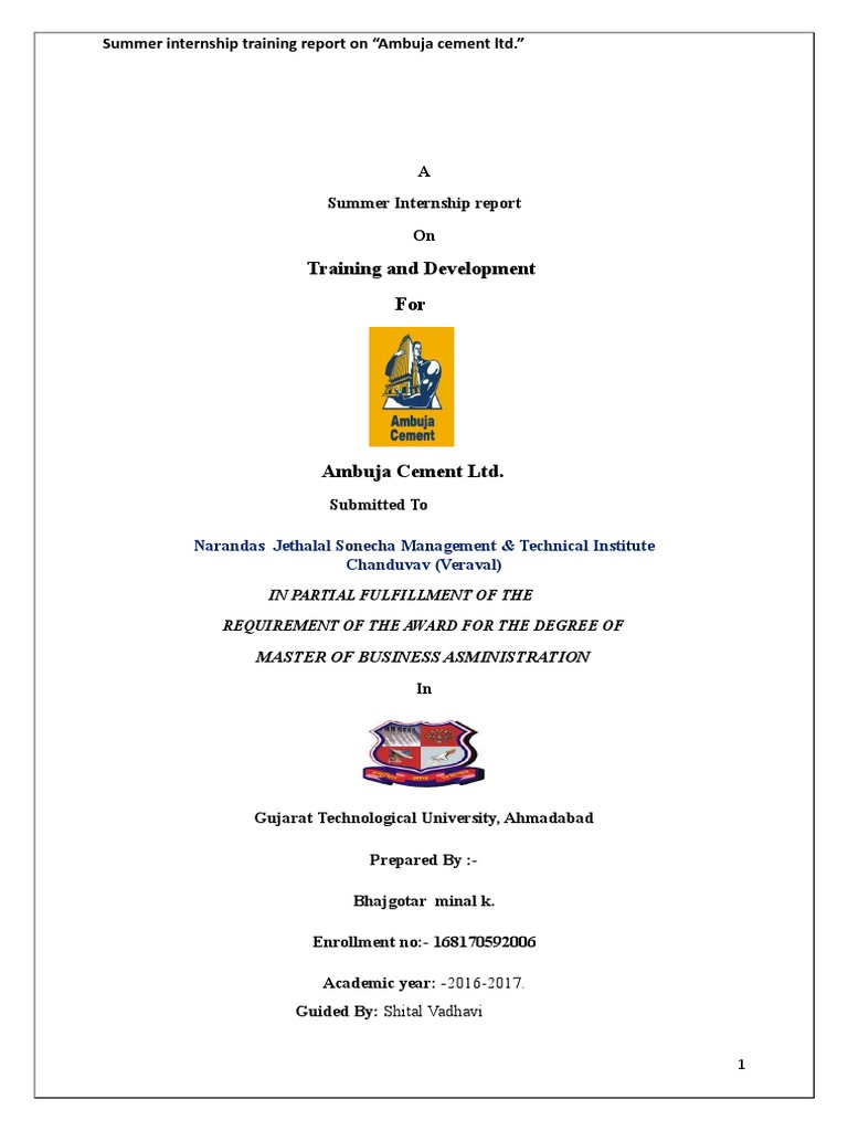 Summer Internship Training Report On | PDF | Mill (Grinding) | Research ...
