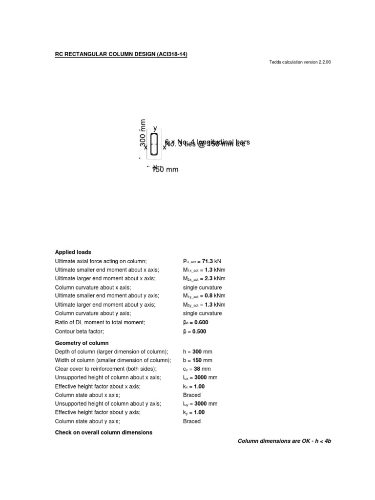 RC Rectangular Column Design | Download Free PDF | Column | Buckling