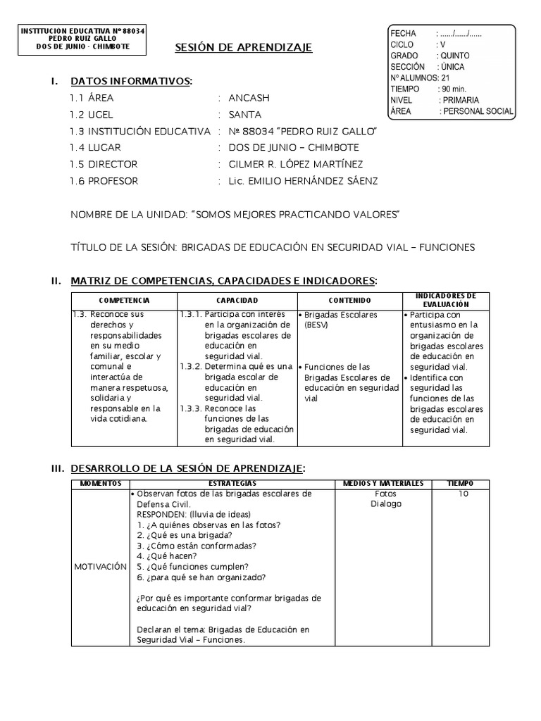 Sesión de Aprendizaje PDF | PDF | Maestros | Aprendizaje