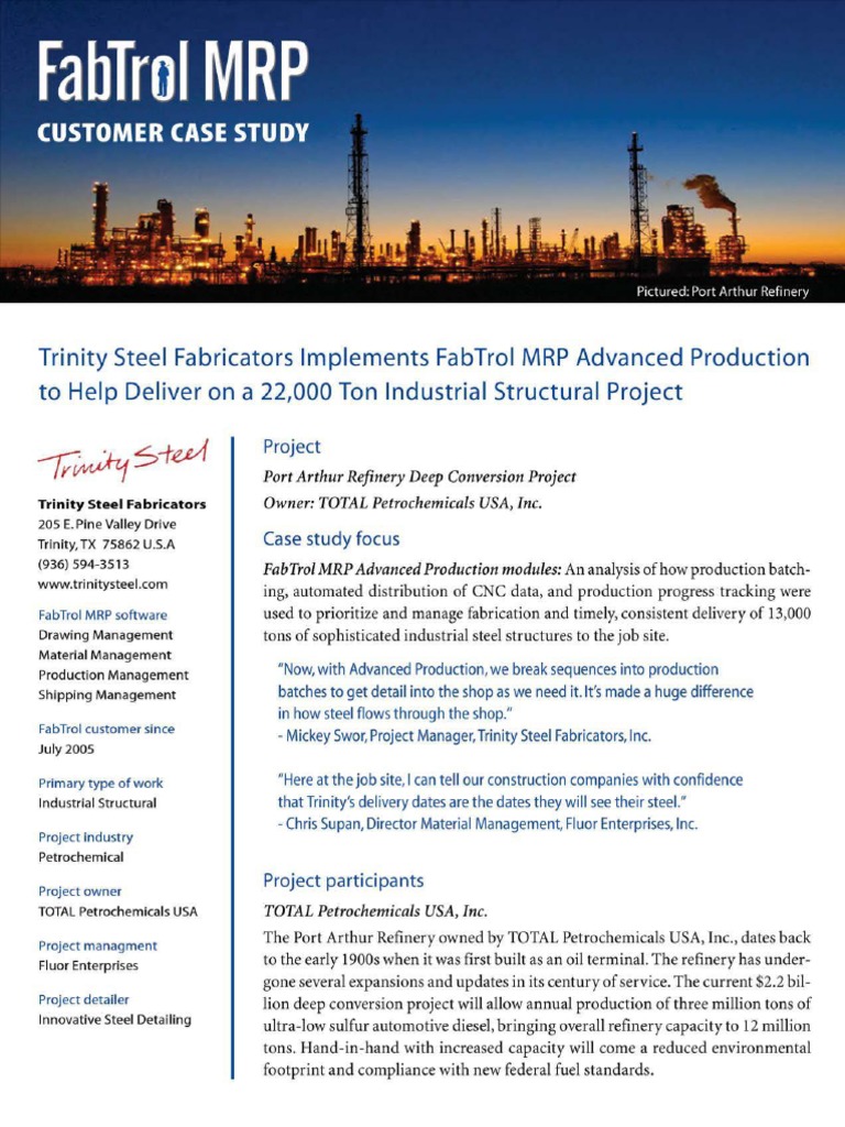 Case Study of Fabtrol PDF | PDF | Numerical Control | Metal Fabrication