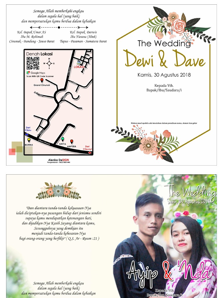 Contoh Desain Undangan Pernikahan Kekinian | PDF