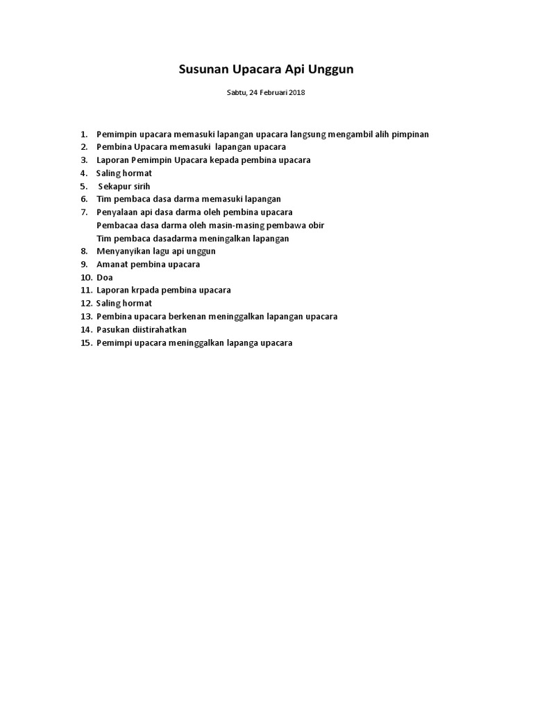 Susunan Upacara API Unggun | PDF