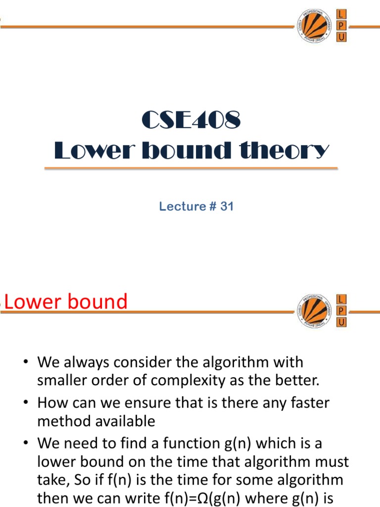 Lower Bound Theory in Algorithms | PDF | Time Complexity | Discrete Mathematics