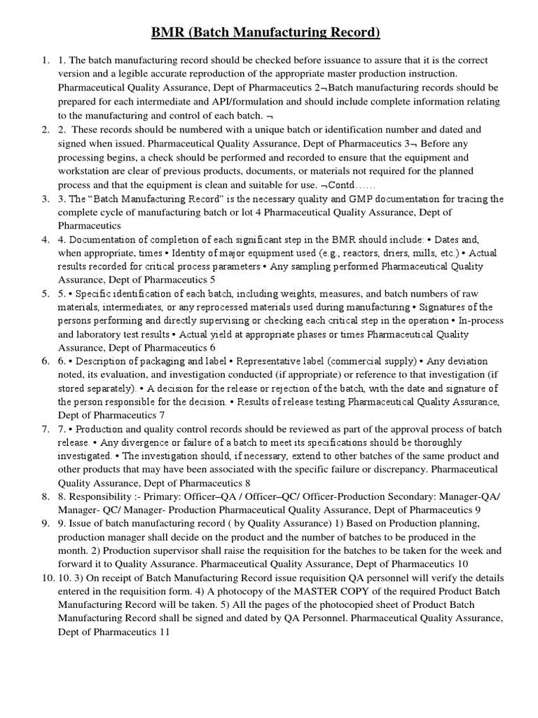 Batch Manufacturing Record | PDF | Quality Assurance | Business Process