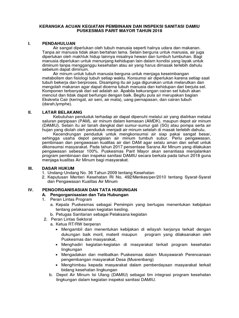 Inspeksi Sanitasi Damiu | PDF