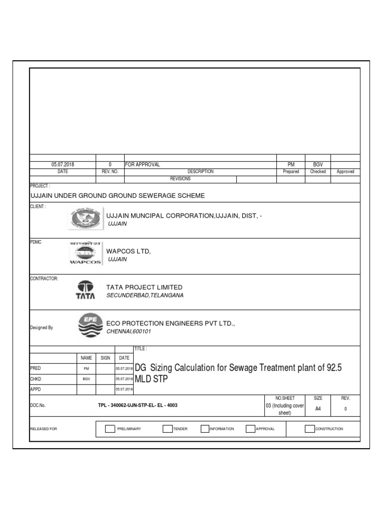 DG Sizing Calculation Rev00 | PDF | Physical Quantities | Electrical ...