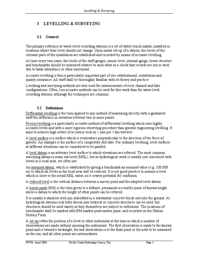 Levelling and Surveying | PDF | Accuracy And Precision | Surveying