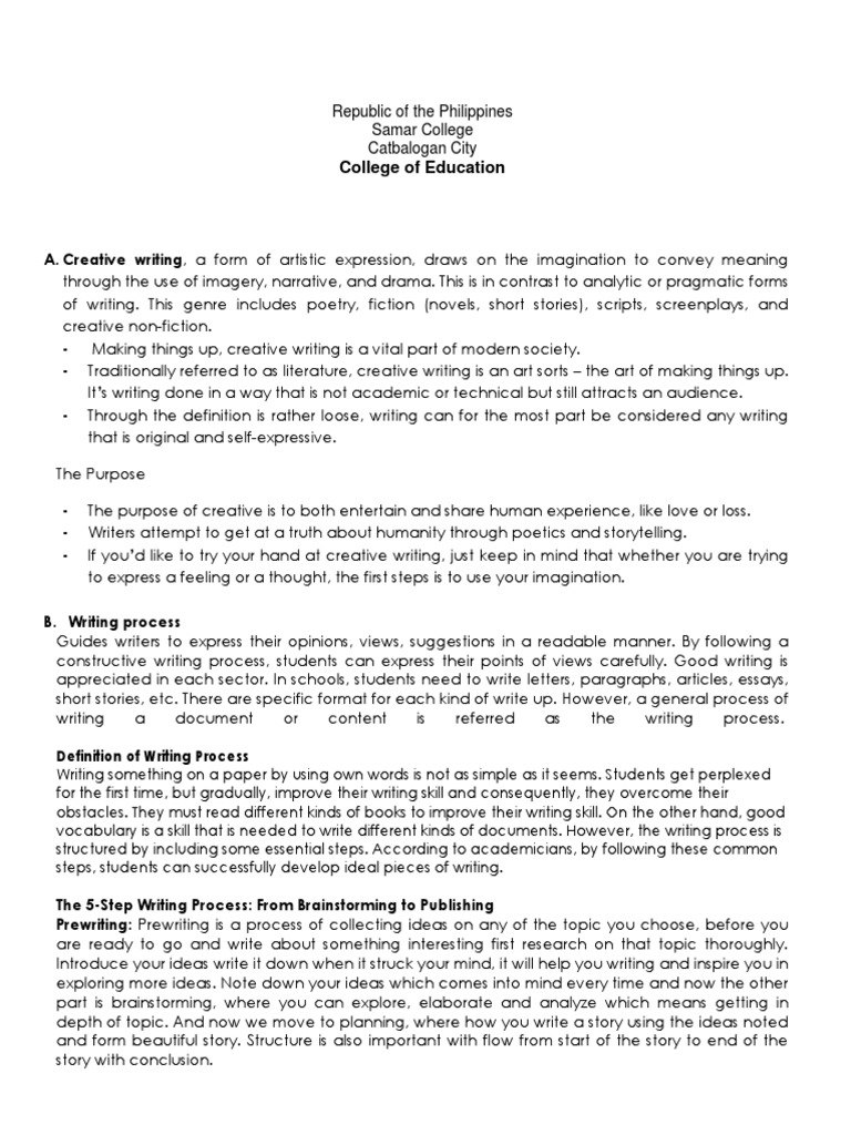 Creative Writing Hand Out | PDF | Plot (Narrative) | Narration