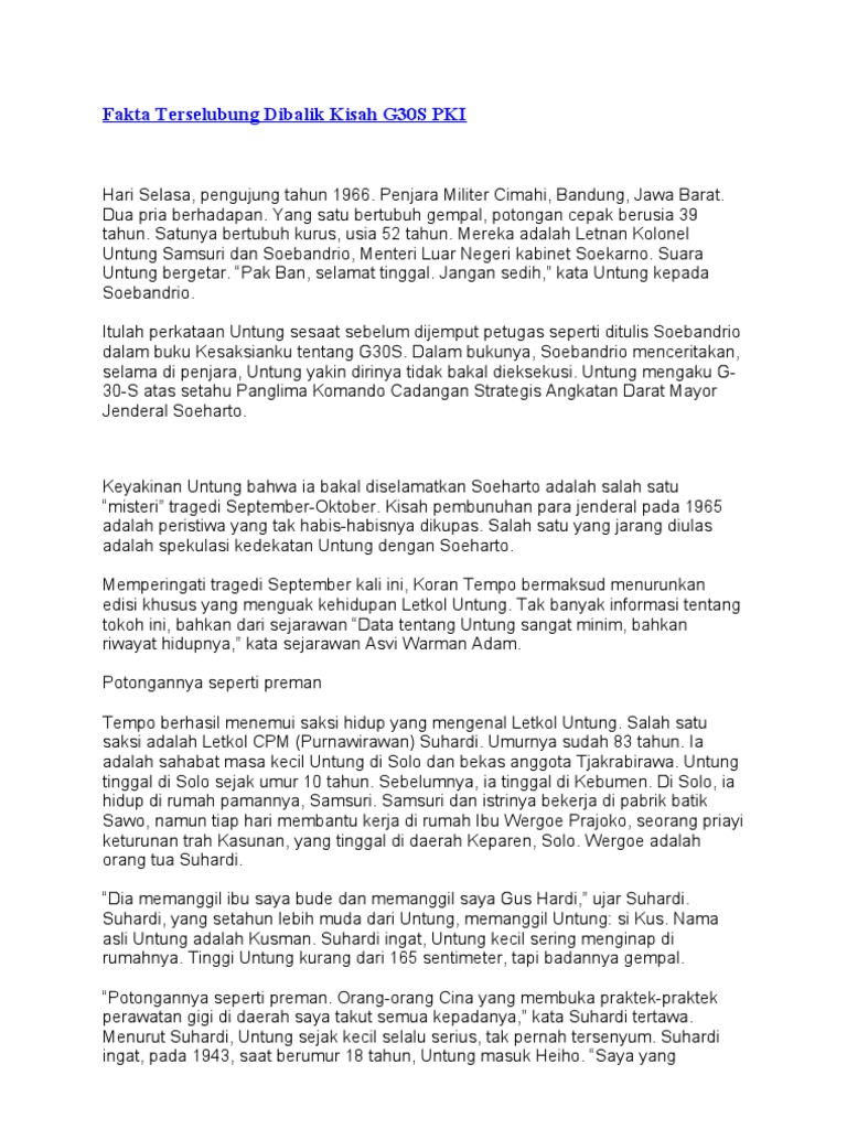 Kisah Letkol Untung Dalam G30S PKI | PDF