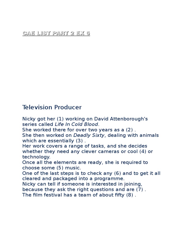Cae List Part 2 Ex 6 | PDF