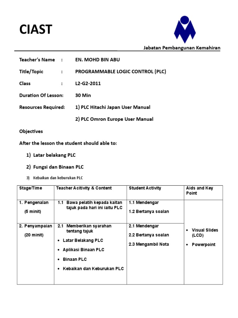 Lesson Plan Sample 1 TEORI | PDF