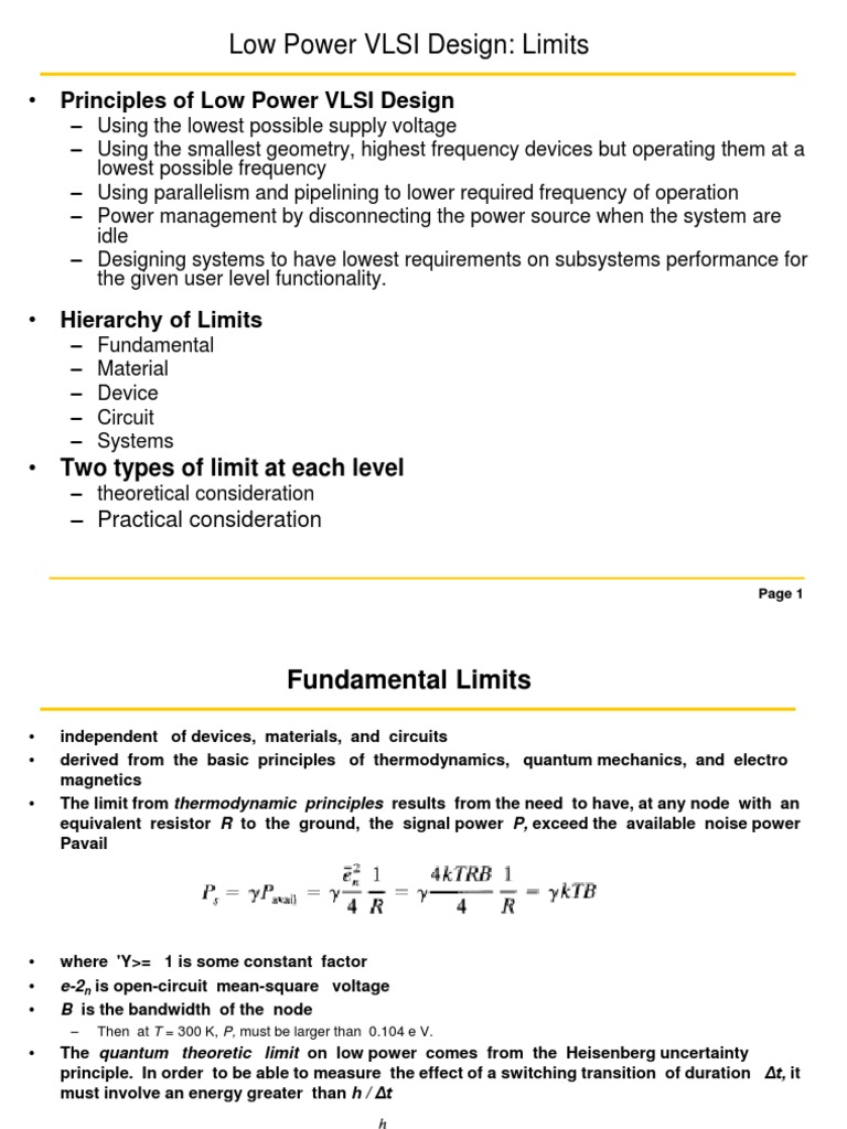 Low Power Design Limits | PDF | Mosfet | Cmos