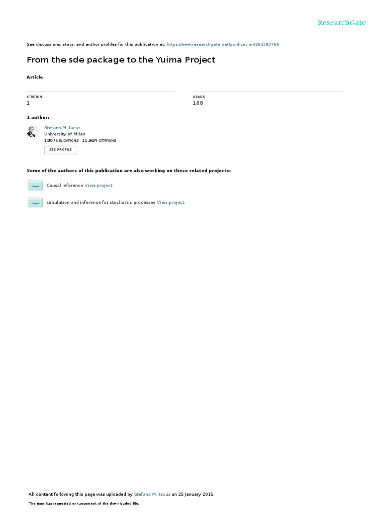 From The Sde Package To The Yuima Project | PDF | Stochastic Differential Equation | Statistical ...