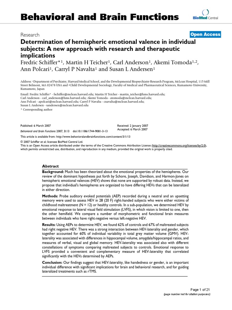 Behavioral and Brain Functions | PDF | Hippocampus | Memory