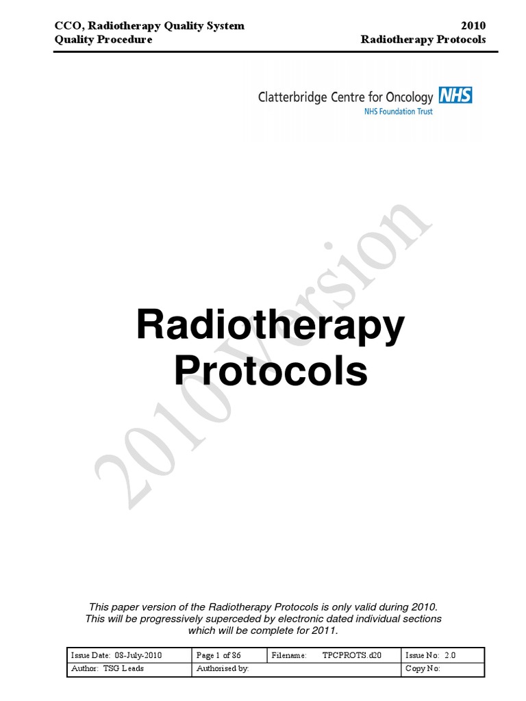 RadiotherapyProtocols 2010V2 0 | PDF | Radiation Therapy | Anatomical ...