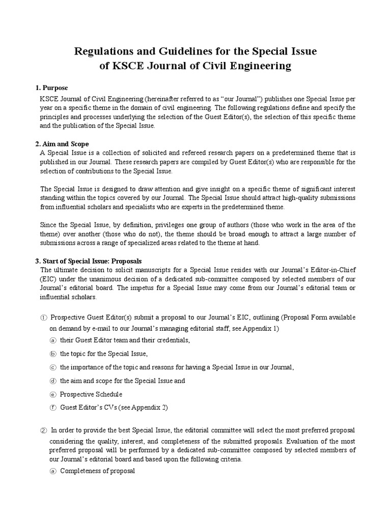 Regulations and Proposal Form For The Special Issue | PDF | Academic ...