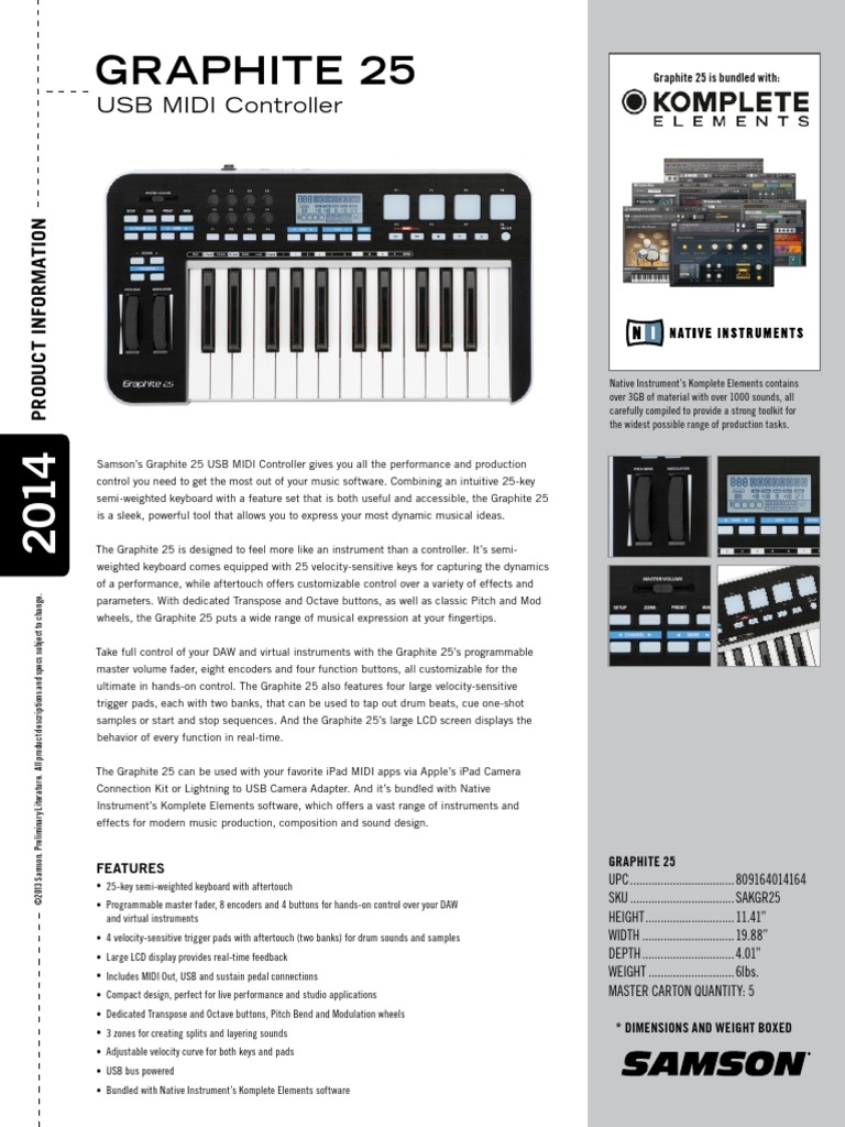 Graphite 25 Cutsheet 1 PDF | PDF | Synthesizer | Music Technology