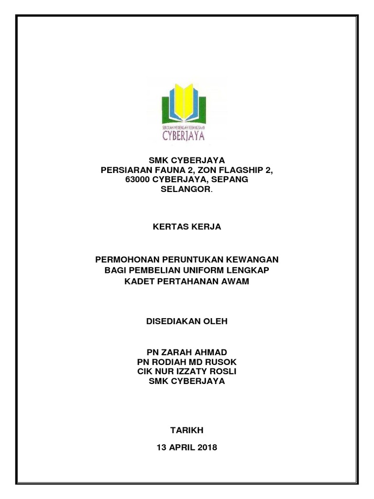 Kertas Kerja Permohonan Baju Uniform Kadet Apm | PDF