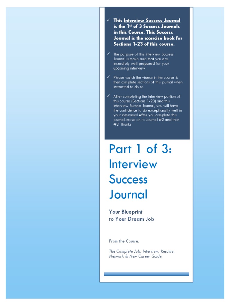 Interview Success Journal Guide | PDF | Microsoft Power Point | Question