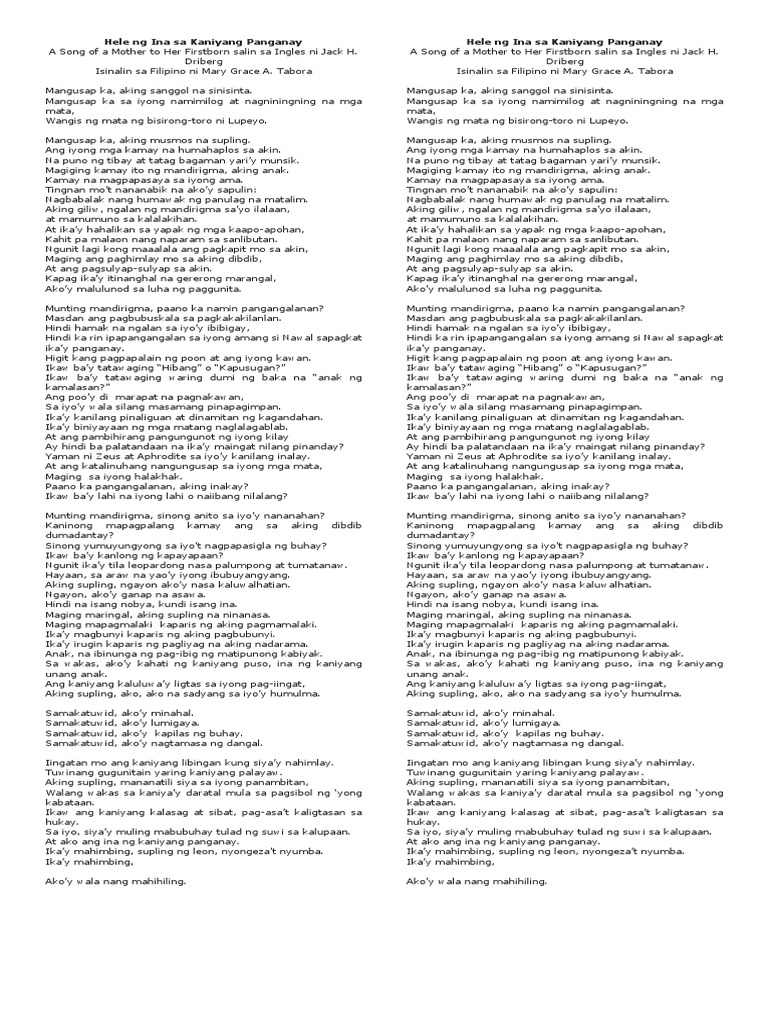 Hele NG Ina Sa Kaniyang Panganay | PDF