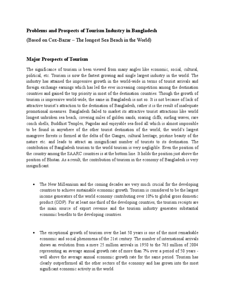 Problem & Prospects of Tourism Industry | PDF | Developing Country ...