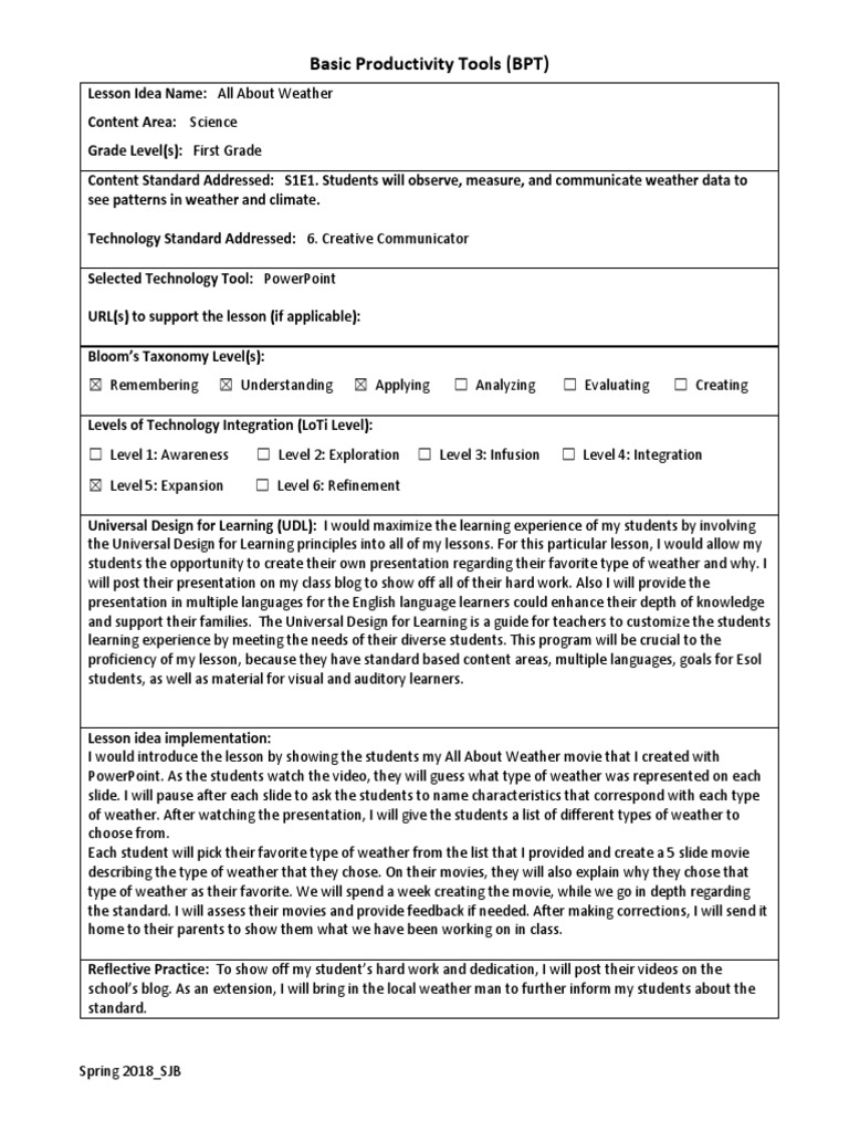 First Grade Weather Lesson Plan | PDF | Learning | Pedagogy